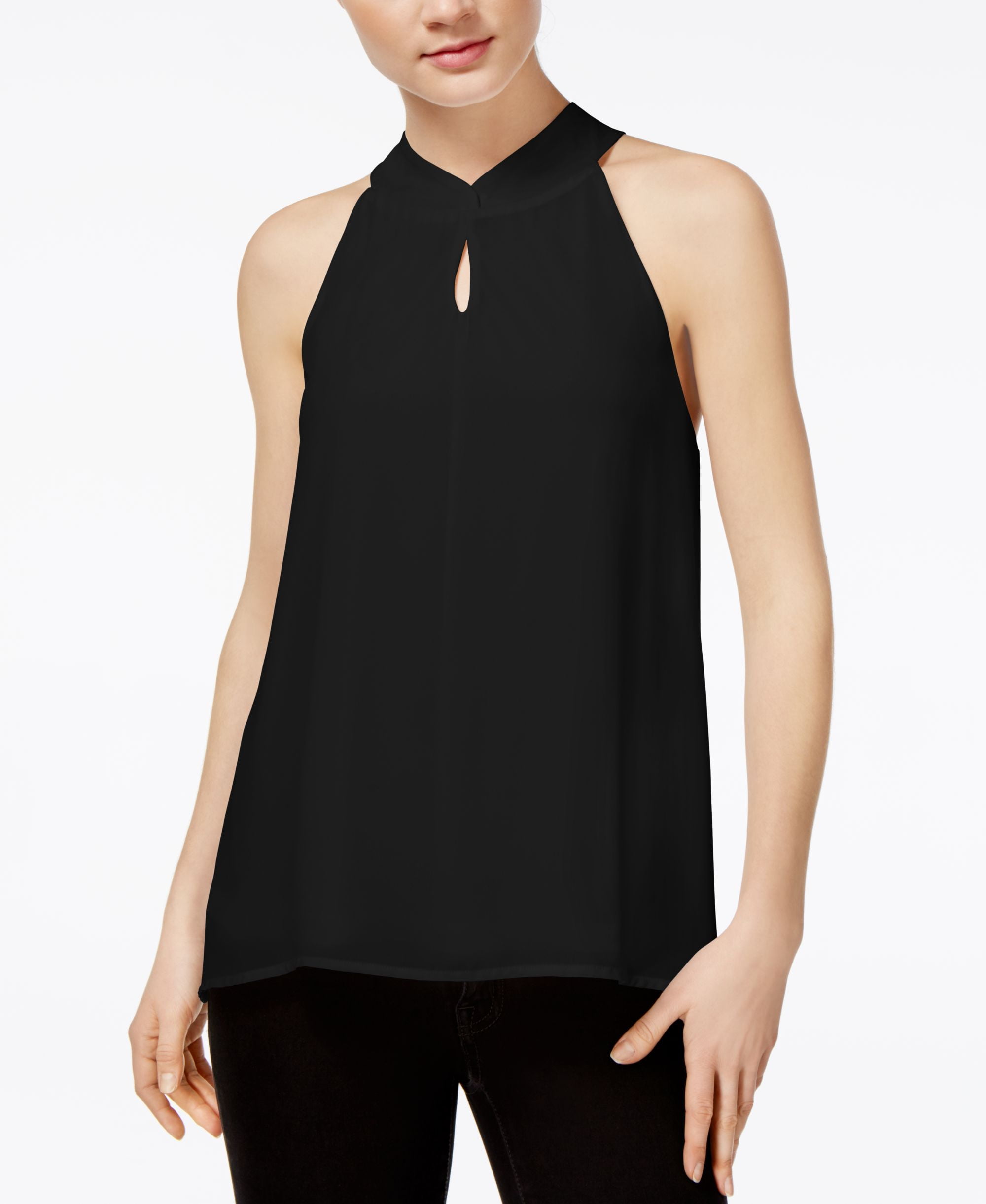 Bar III Tie Back Keyhole Top Deep Black XL - Walmart.com