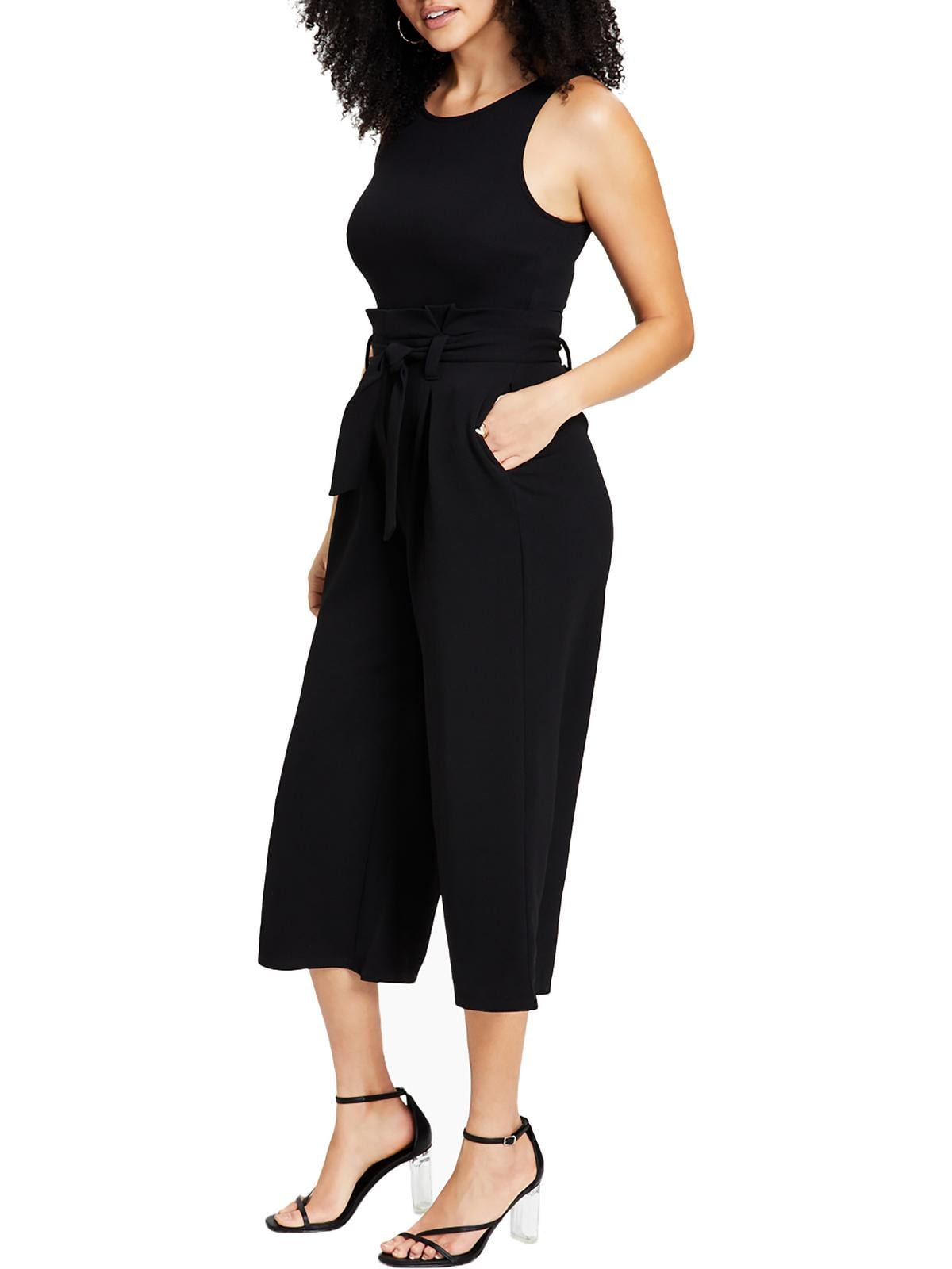 Bar III Womens Petites Textured Belted Jumpsuit - Walmart.com