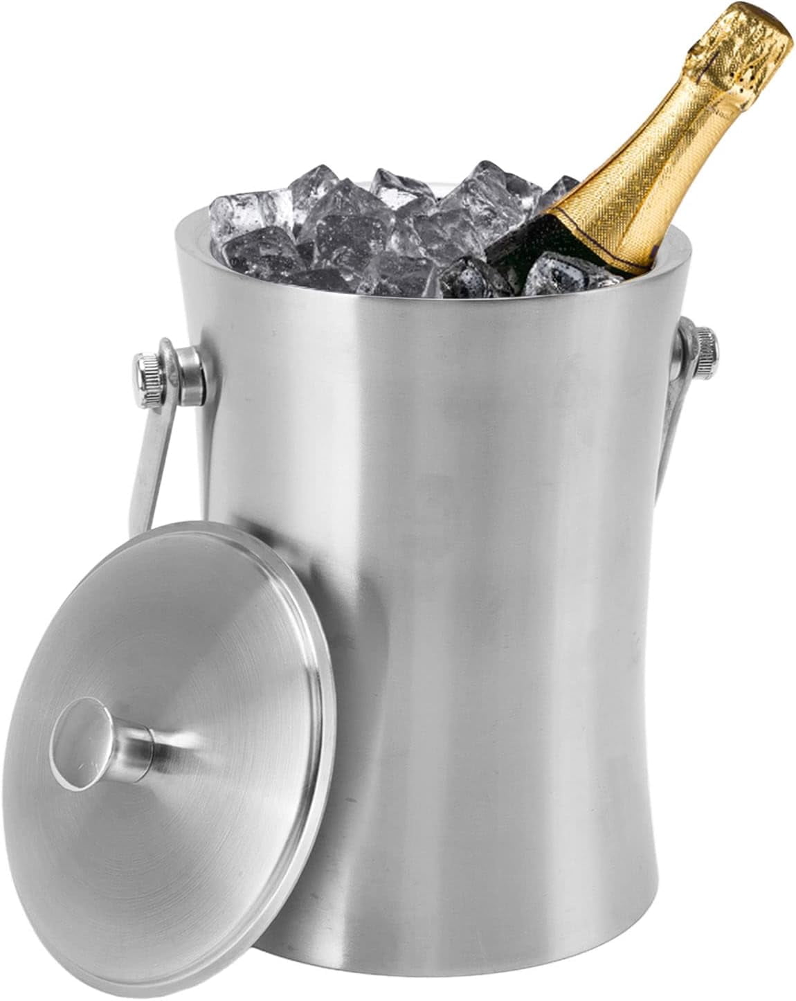 Bar Ice Bucket With Lid,1L Stainless Steel Double Wall Bar Ice Bucket ...