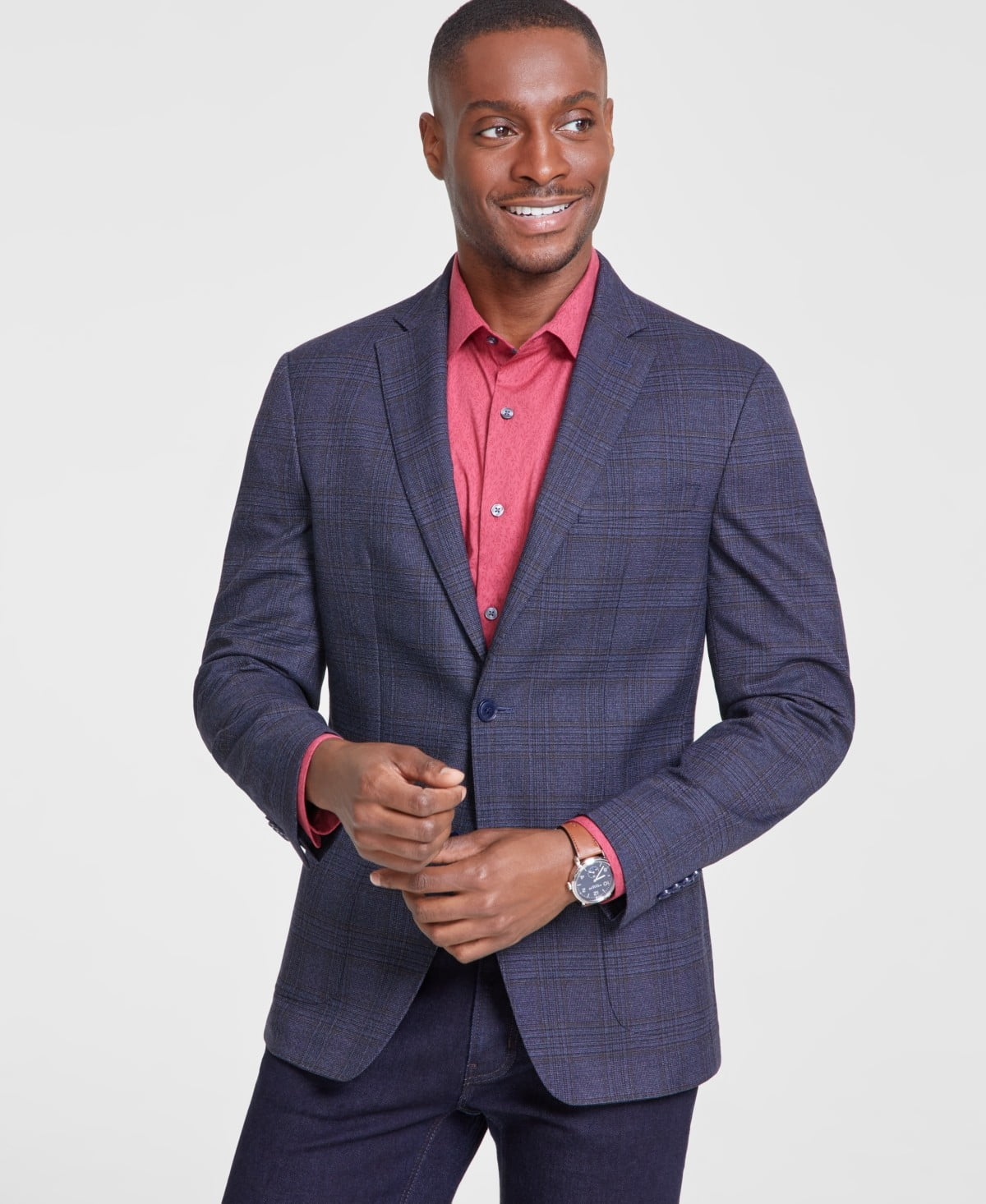 Bar Iii Mens Slim fit Sport Coat Blazer 38 R Blue Tan Solid - Walmart.com