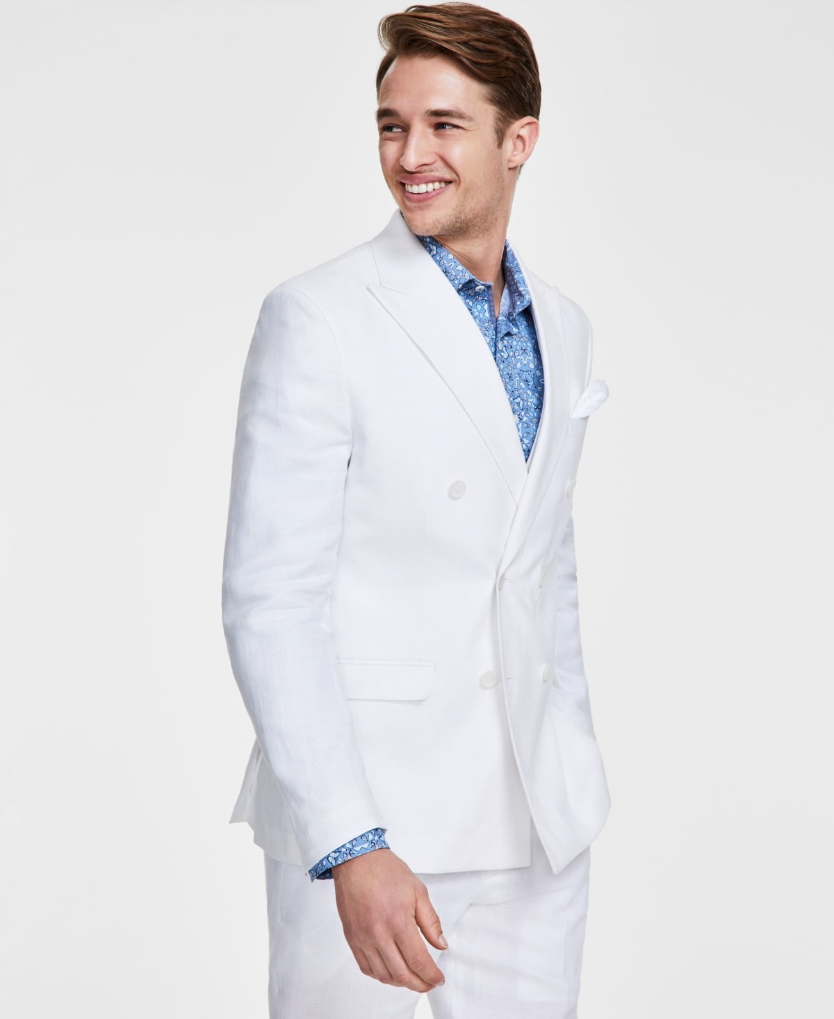 Bar Iii Mens Slim fit Suit Jacket Blazer 38 L White Solid Stretch ...