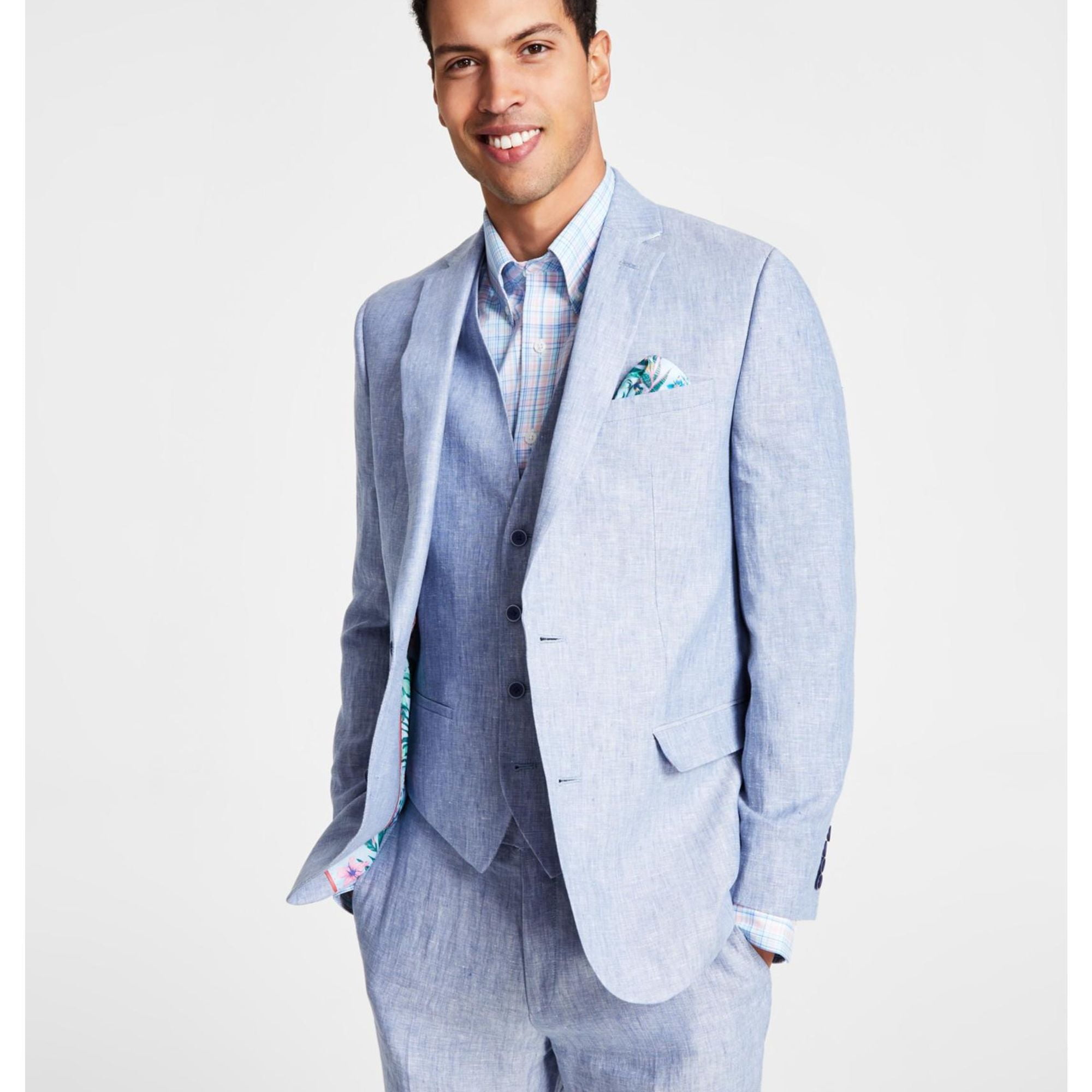 Bar Iii Mens Slim fit Suit Jacket Blazer 38 S Light Blue Solid ...