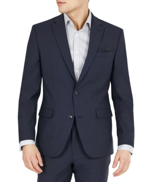 Bar Iii Mens Slim fit Suit Jacket Blazer 44 S Navy Blue Solid - Walmart.com