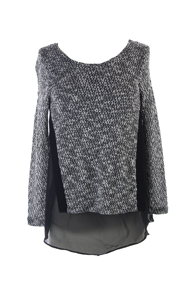 Bar Iii Womens Black Mixed Media Side Split Top XS - Walmart.com