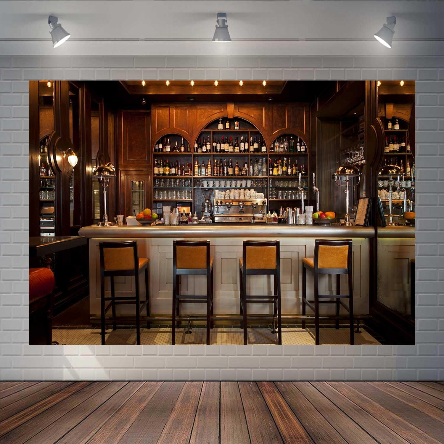 Bar Interior Backdrop Bar Counter Pub Vintage Stools Cafe Bar Interior ...