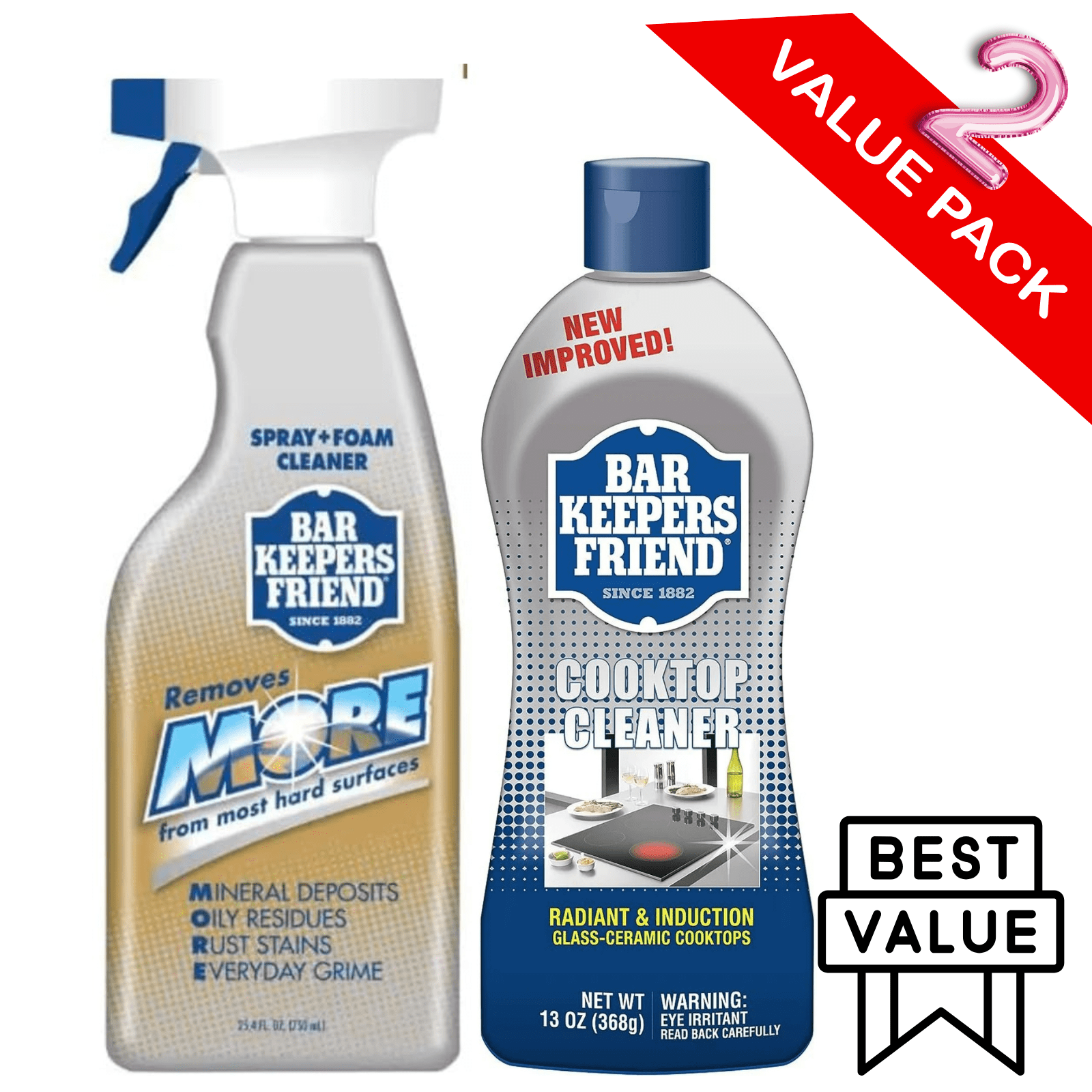 Bar Keepers Friend 2-Pack Bundle: More Spray & Foam Cleaner (25.4 oz ...