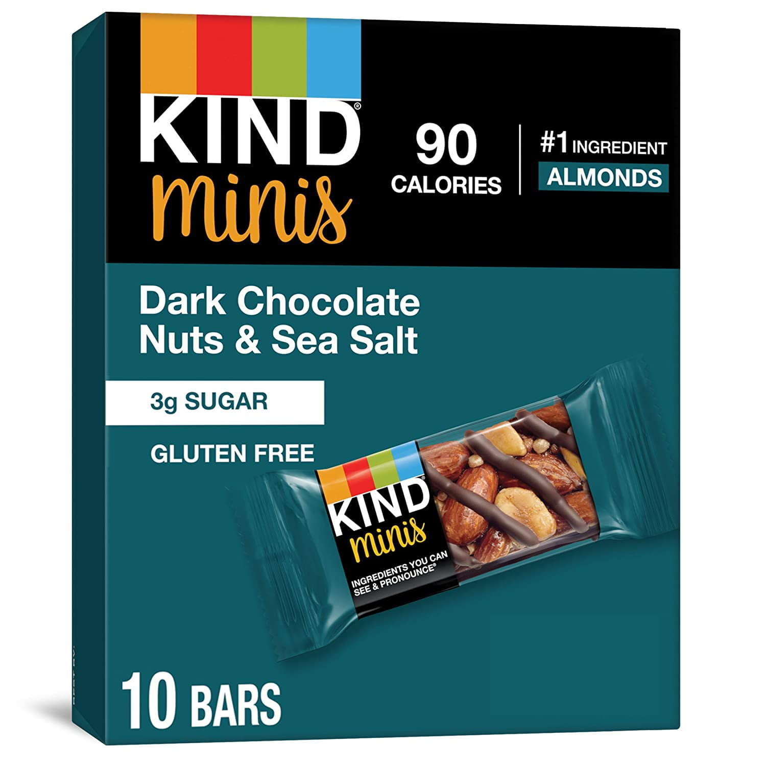 Bar Minis, Dark Chocolate Nuts & Sea Salt, Gluten Free, 100 Calories ...