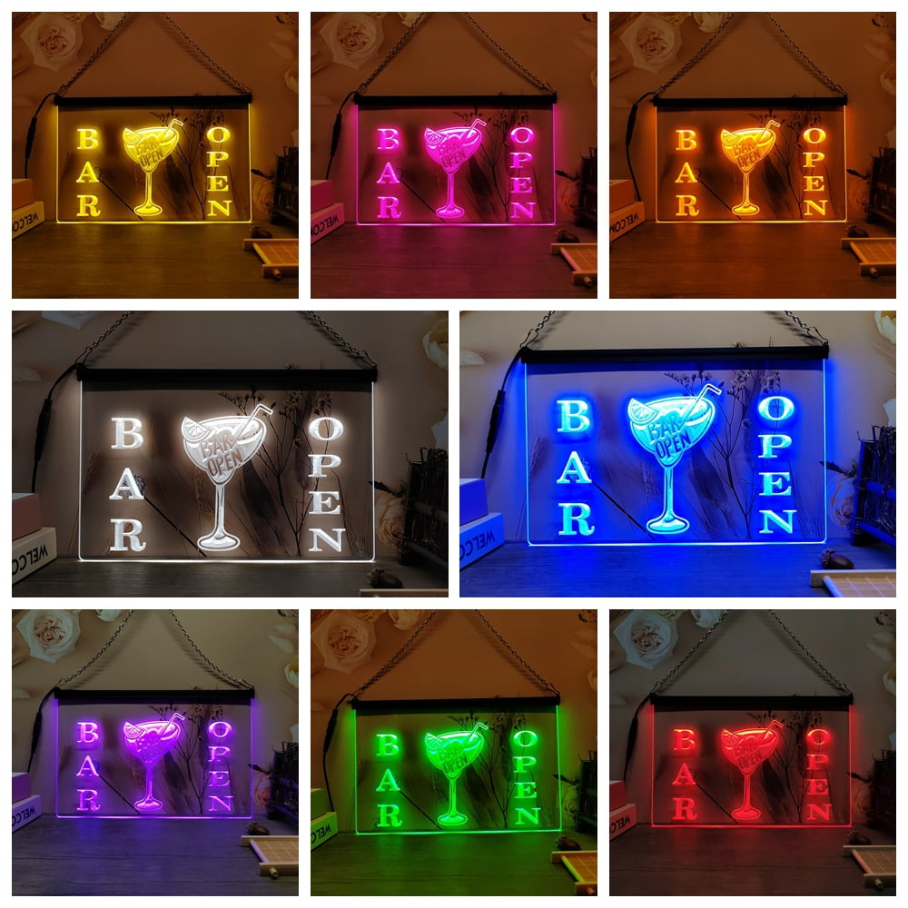 Bar Open Beer Cocktails Pub Vintage LED Neon Sign-Posters,3DCarving ...