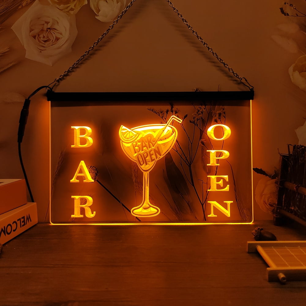 Bar Open Beer Cocktails Pub Vintage LED Neon Sign-Posters,3DCarving ...