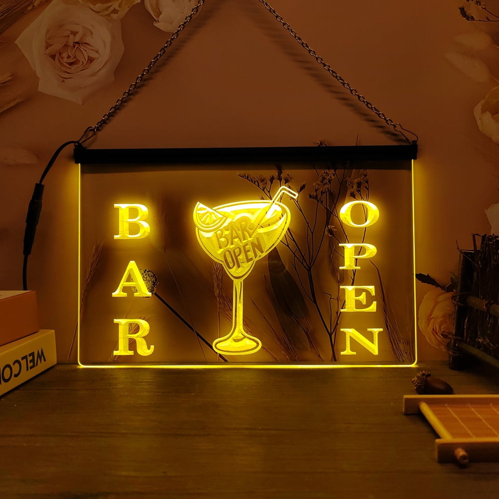 Bar Open Beer Cocktails Pub Vintage LED Neon Sign-Posters,3DCarving ...