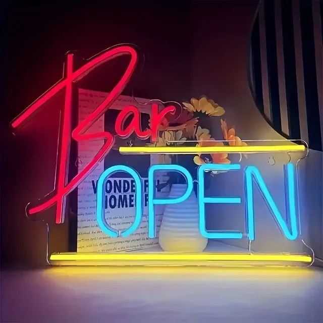 Bar Open LED Wall Mounted Neon Sign for Bars, Restaurants, Salons and ...