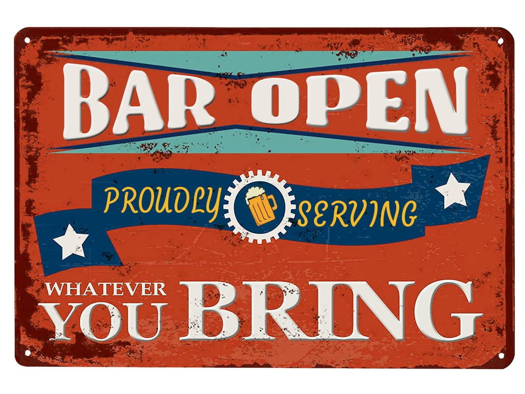 Bar Open Sign - Metal Aluminium Sign Vintage for Bar Man Cave - Funny ...