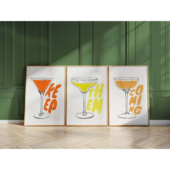 Bar Posters Trendy Bar Cart Bar Cart Decor Minimalist Lounge Decor Wall ...