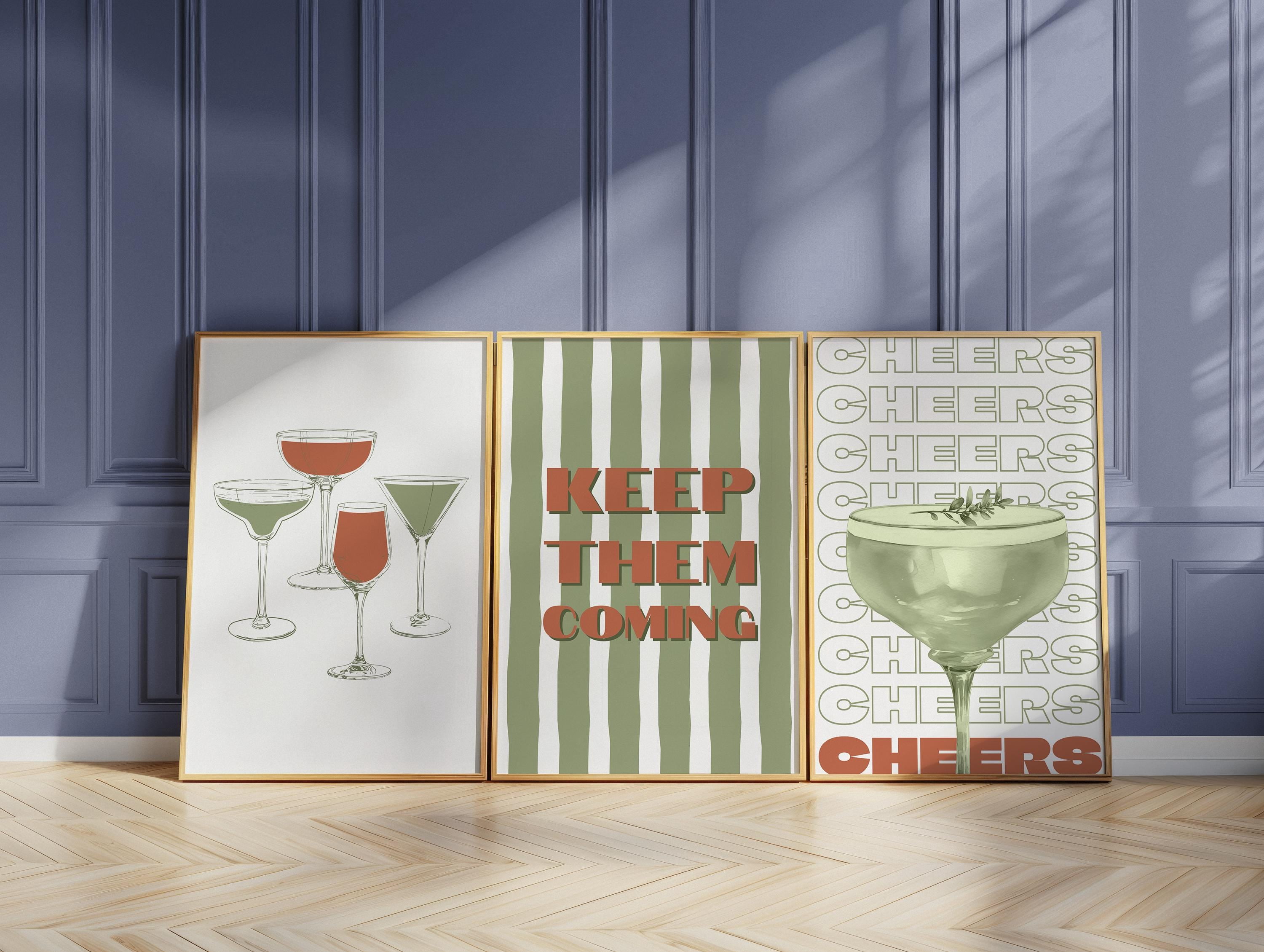 Bar Posters Trendy Bar Cart Bar Cart Decor Minimalist Lounge Decor Wall ...