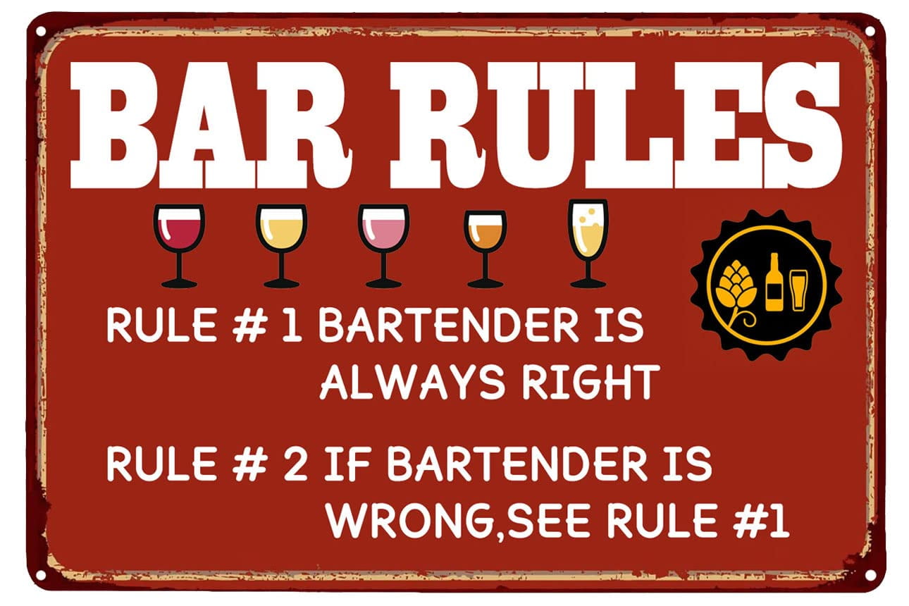 Bar Rules Bartender is Always Right Metal Tin Signs Funny Vintage Tin ...