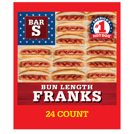 Bar-S Fully Cooked Hot Dogs, Bun Length Franks, 48 oz Family Pack ...