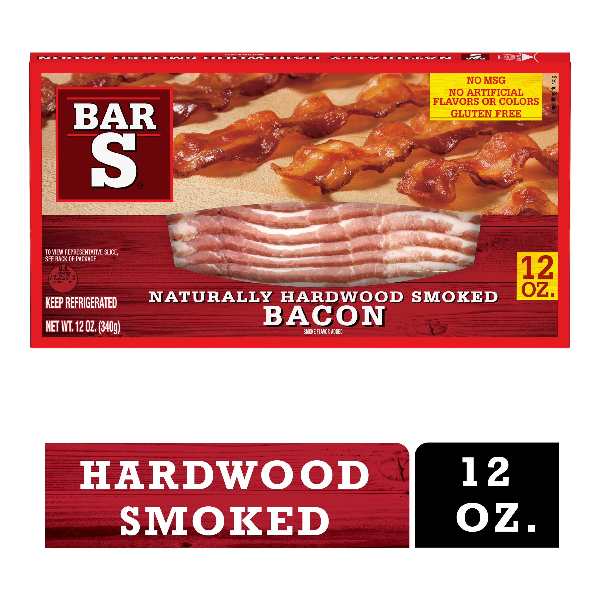 Bar-S Hardwood Hickory Smoked Bacon, 12 oz - Walmart.com