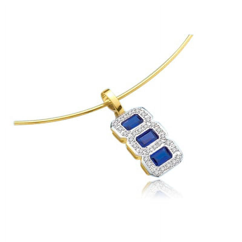 Bar Set Pendant with Three Simulated Radiant Emerald Cut Sapphire ...