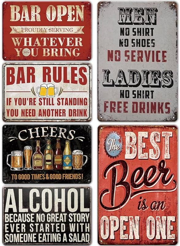 Bar Shots menu metal sign, vintage bar sign wall decor for your home ...