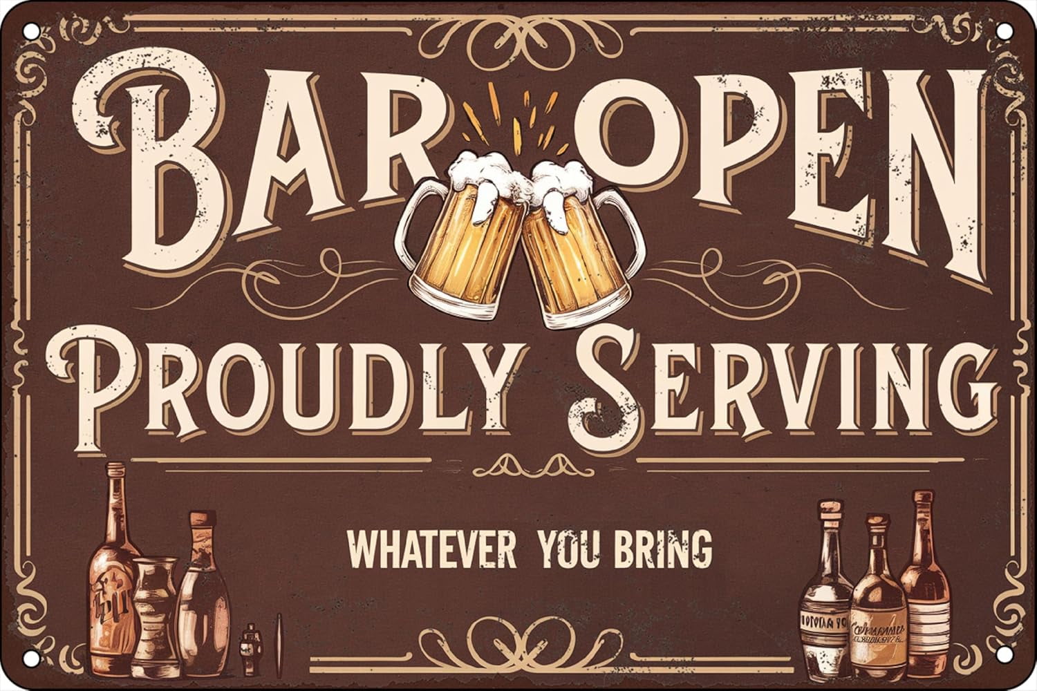 Bar Sign For Home Bar Drink Vintage Metal Tin Sign Bar Open Proudly ...