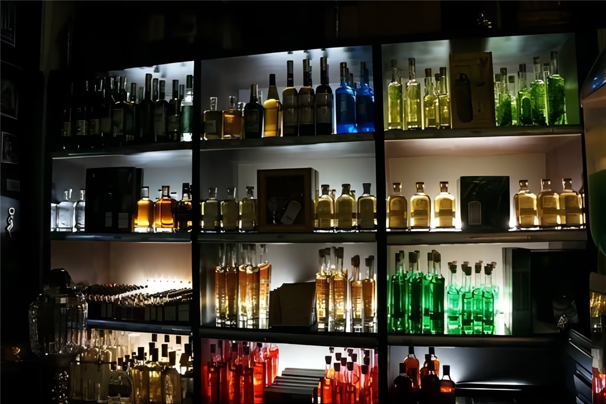 Bar Sign Lights Photography Backdrop Alcohol Bottles Background Bokeh Lamp Beer Whiskey Wine ...