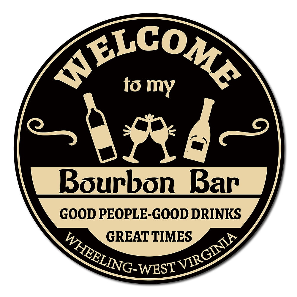 Bar Sign Wood Round Black Decor Wooden Wall Art Sculpture Hanging ...