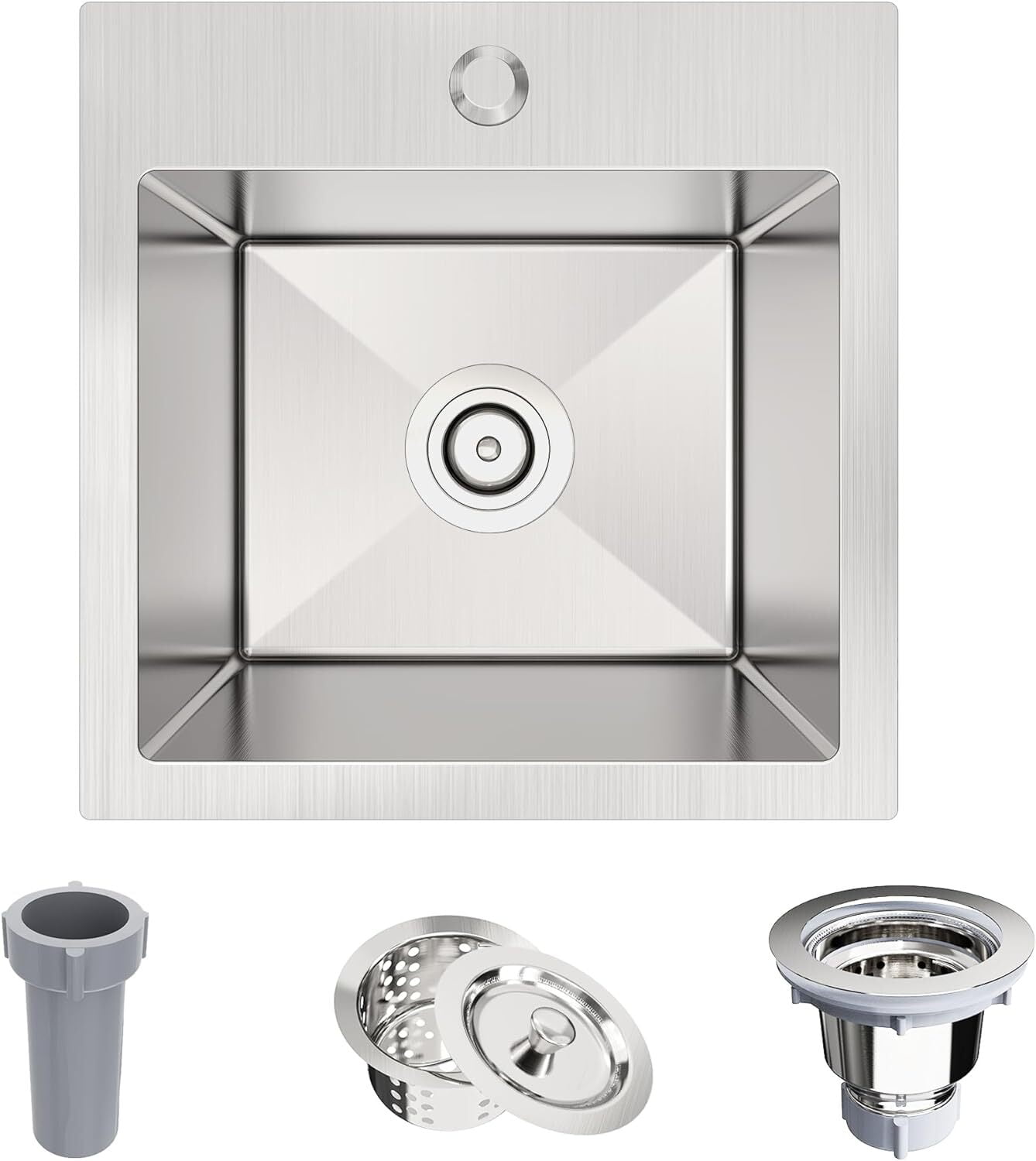 Bar Sink,15 x 15 inch Drop-in Kitchen Sink,Small Kitchen Sink for RV,18 ...
