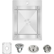 Ruvati RVH8210 15 x 20 in. Workstation Drop-in Topmount Bar Prep RV Sink 16 Gauge Stainless ...