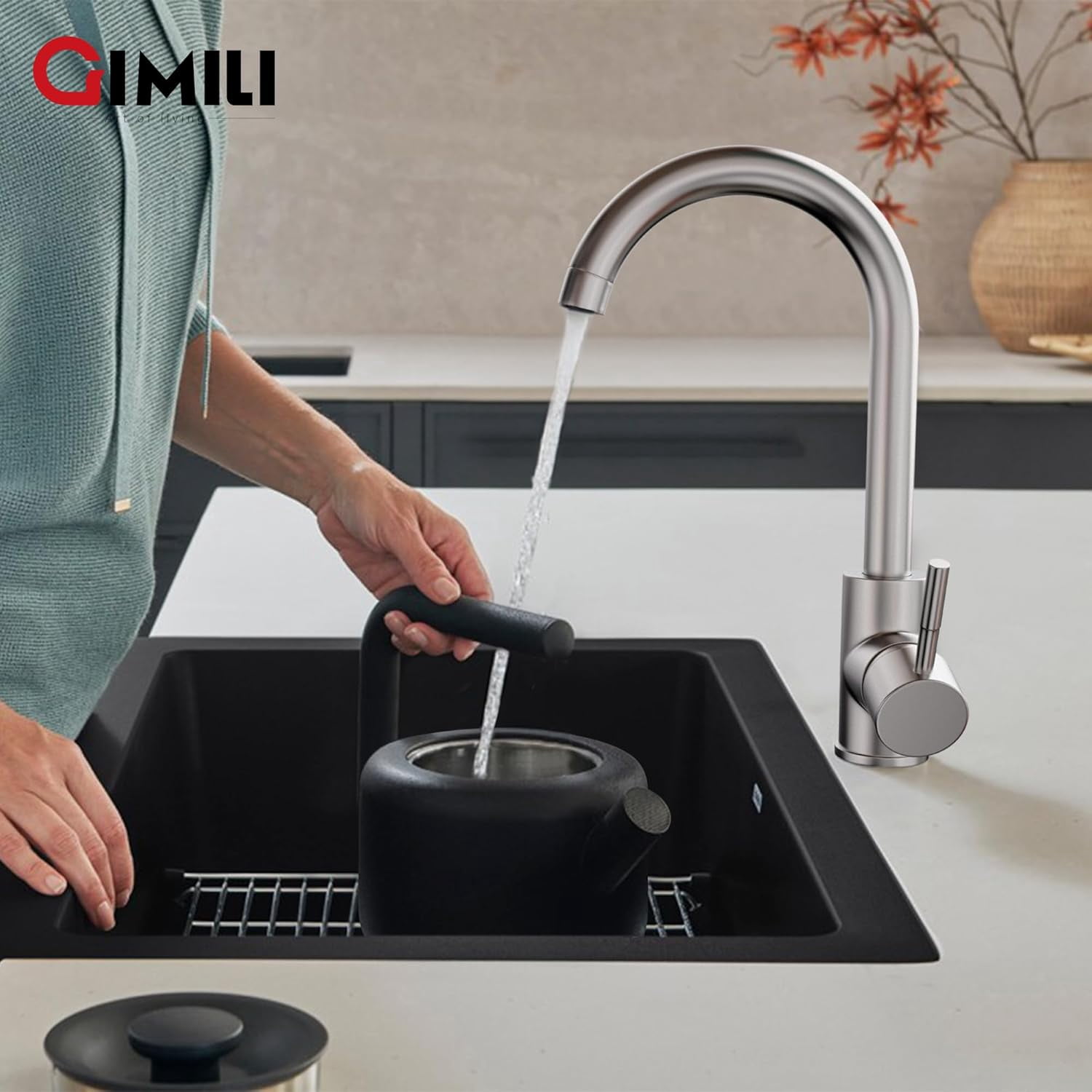 Bar Sink Faucet Single Hole Brushed Nickel Modern Wet Small for Kitchen ...