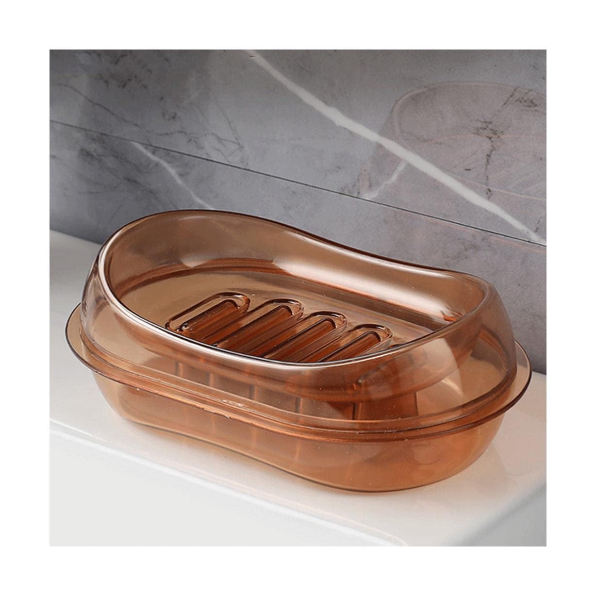 Bar Soap Dish Holder, Plastic Clear Waterfall Soap Tray Dryer, Self ...