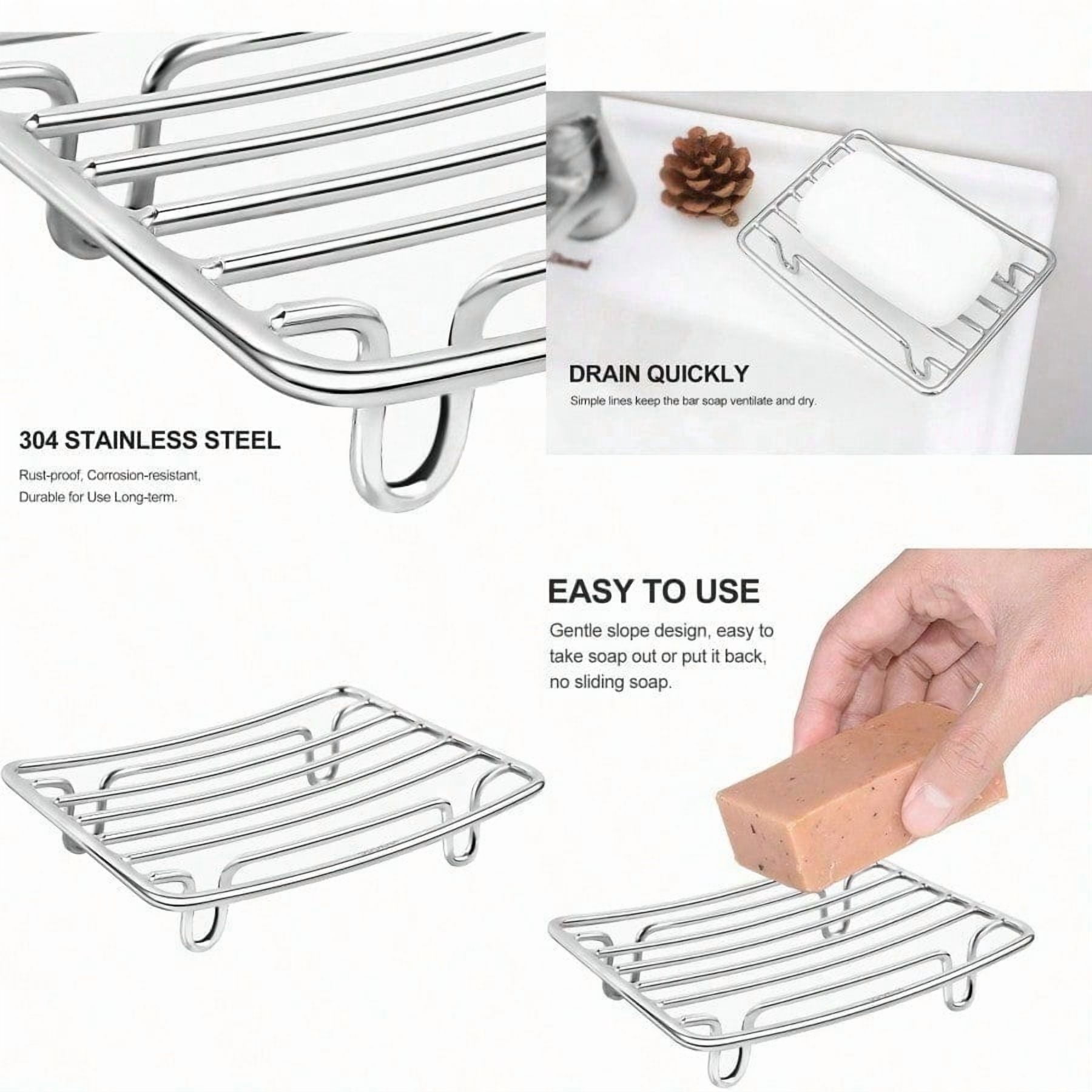 Bar Soap Dish Holder for Shower Bathroom Stainl Steel Rust Proof Self ...