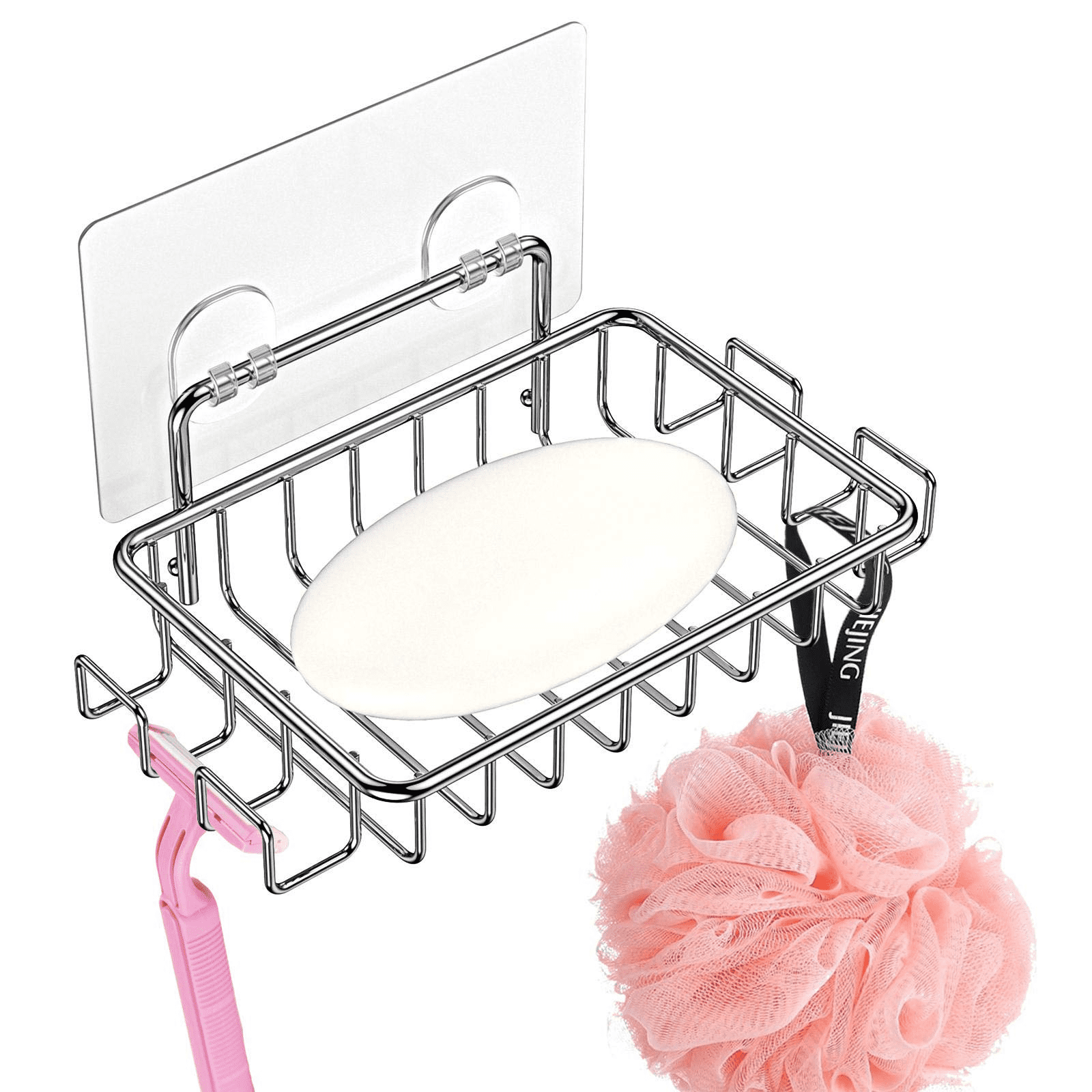 YIYI GUO Stainless Steel Shower Soap Holder with 4 Hooks Waterproof ...