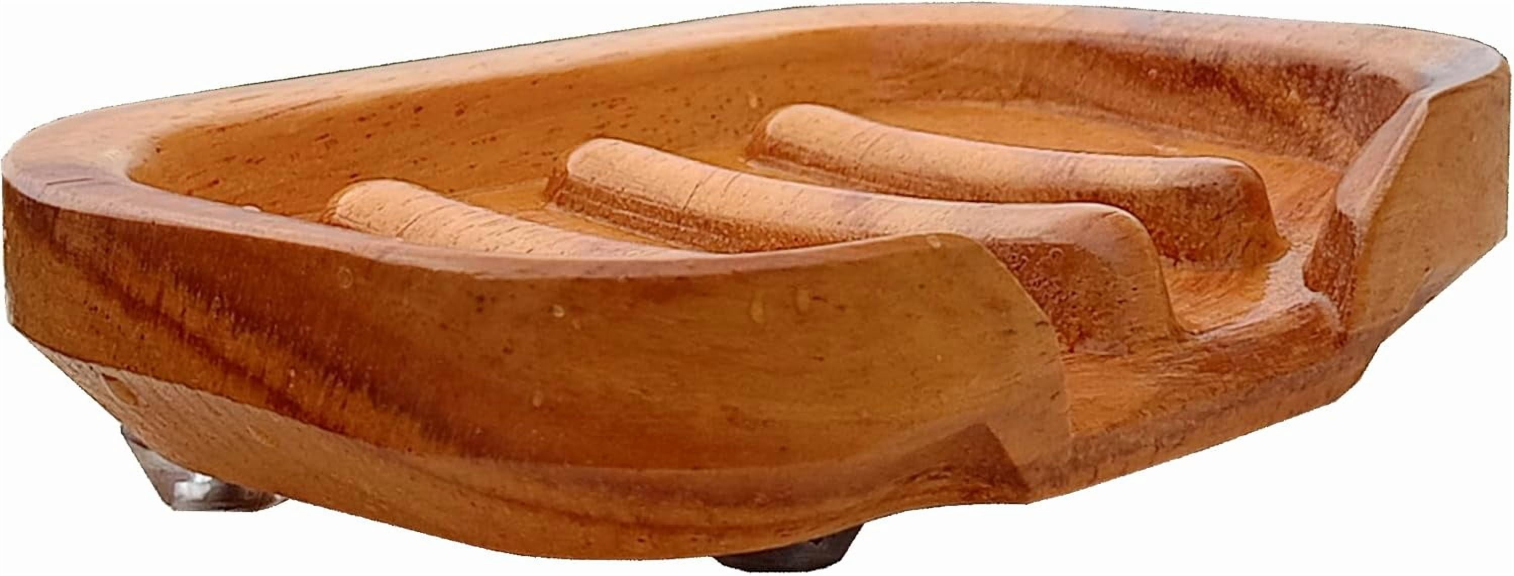 Bar Soap Holder for Shower by , Solid Teak Wood Soap Dish with Raised ...