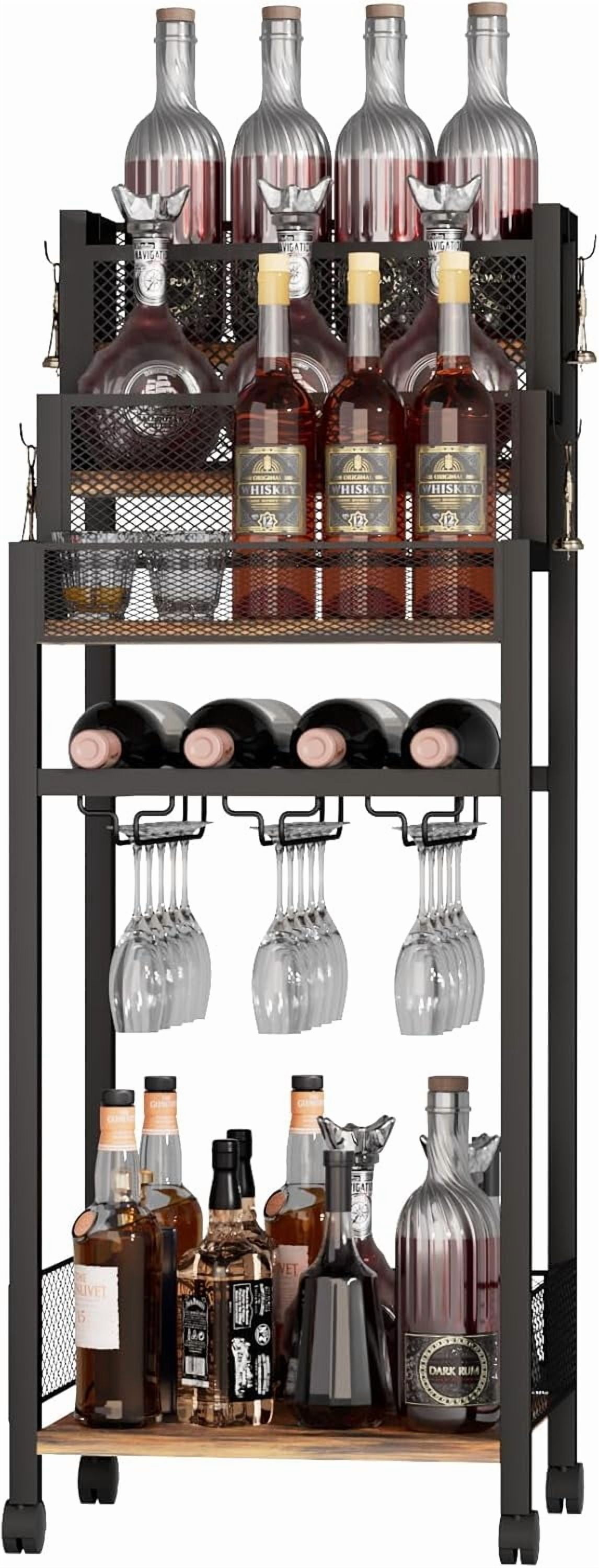 Bar Space-Saving Rack Cart featuring 3-Tier Shelf, Home Bar Serving Space-Saving Rack Cart ...