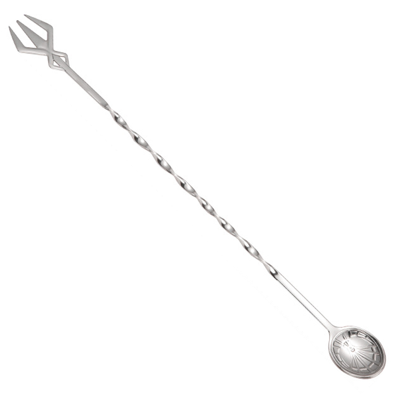 Bar Spoon Anti-slip Spiral Pattern Stainless Steel Fruit Fork Cocktail ...