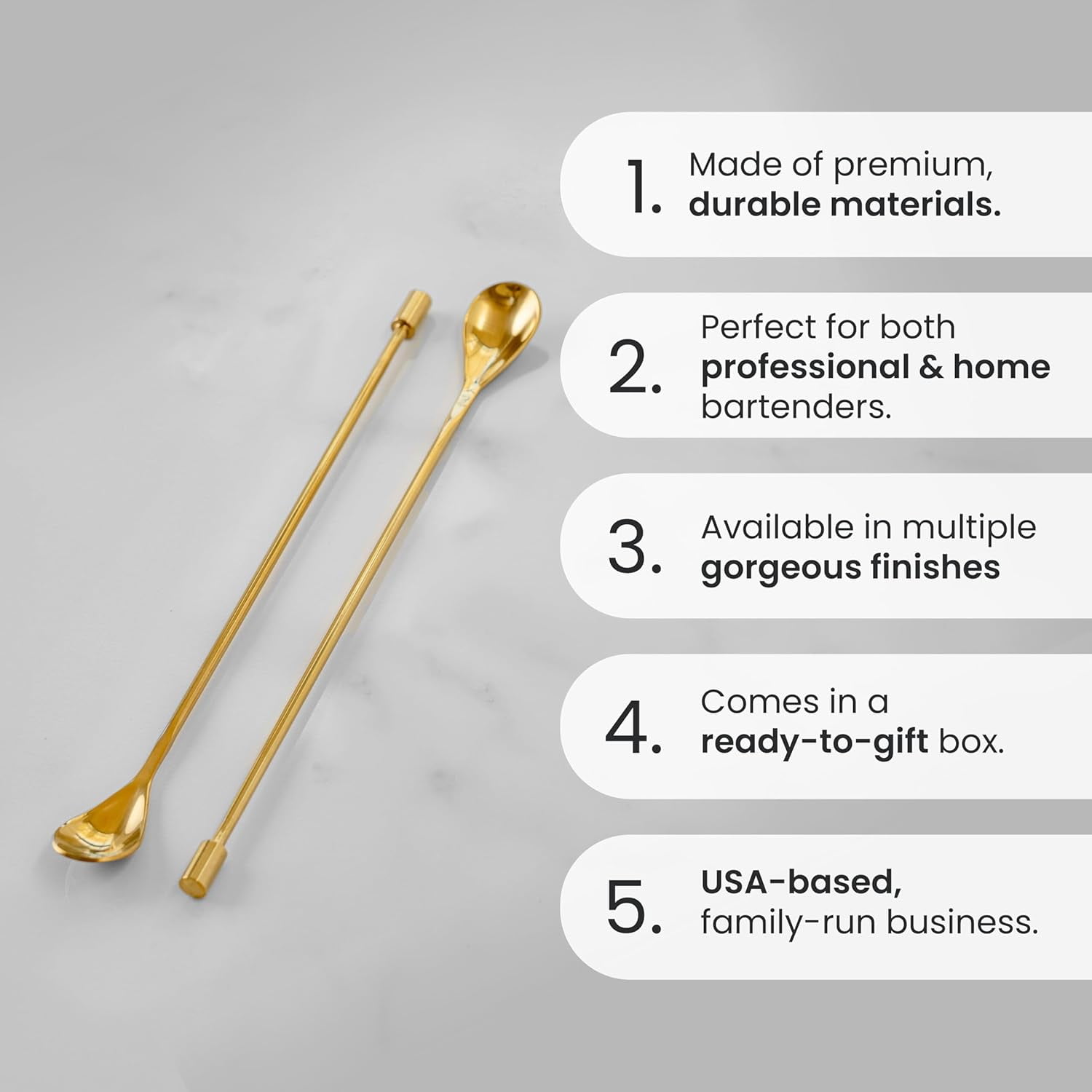 Bar Spoon Set, Drink Mixing Spoons, for Mixing Glass or Shaker ...