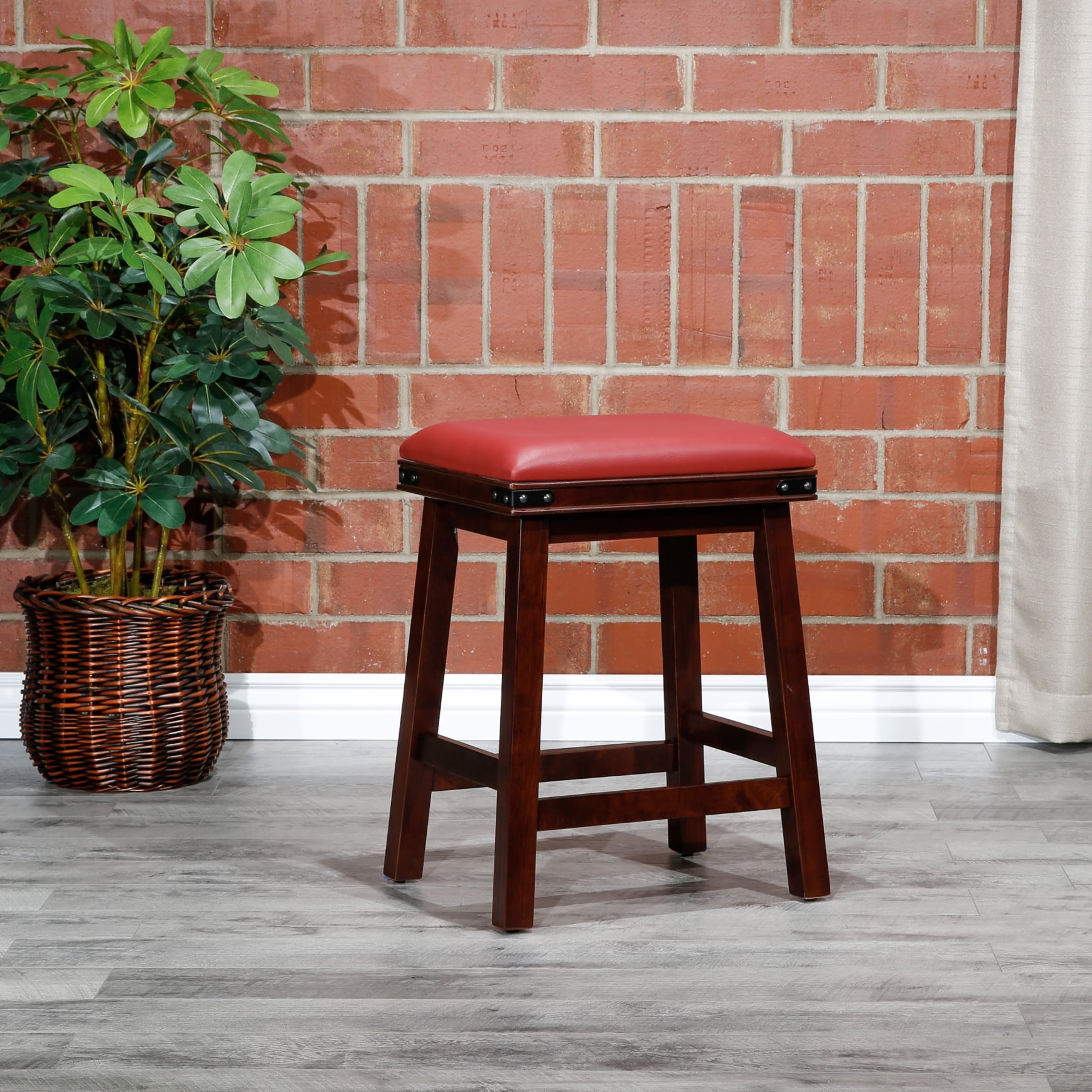 Bar Stool, 24" Counter Height Bar Stool with Upholstered Leather Seat ...