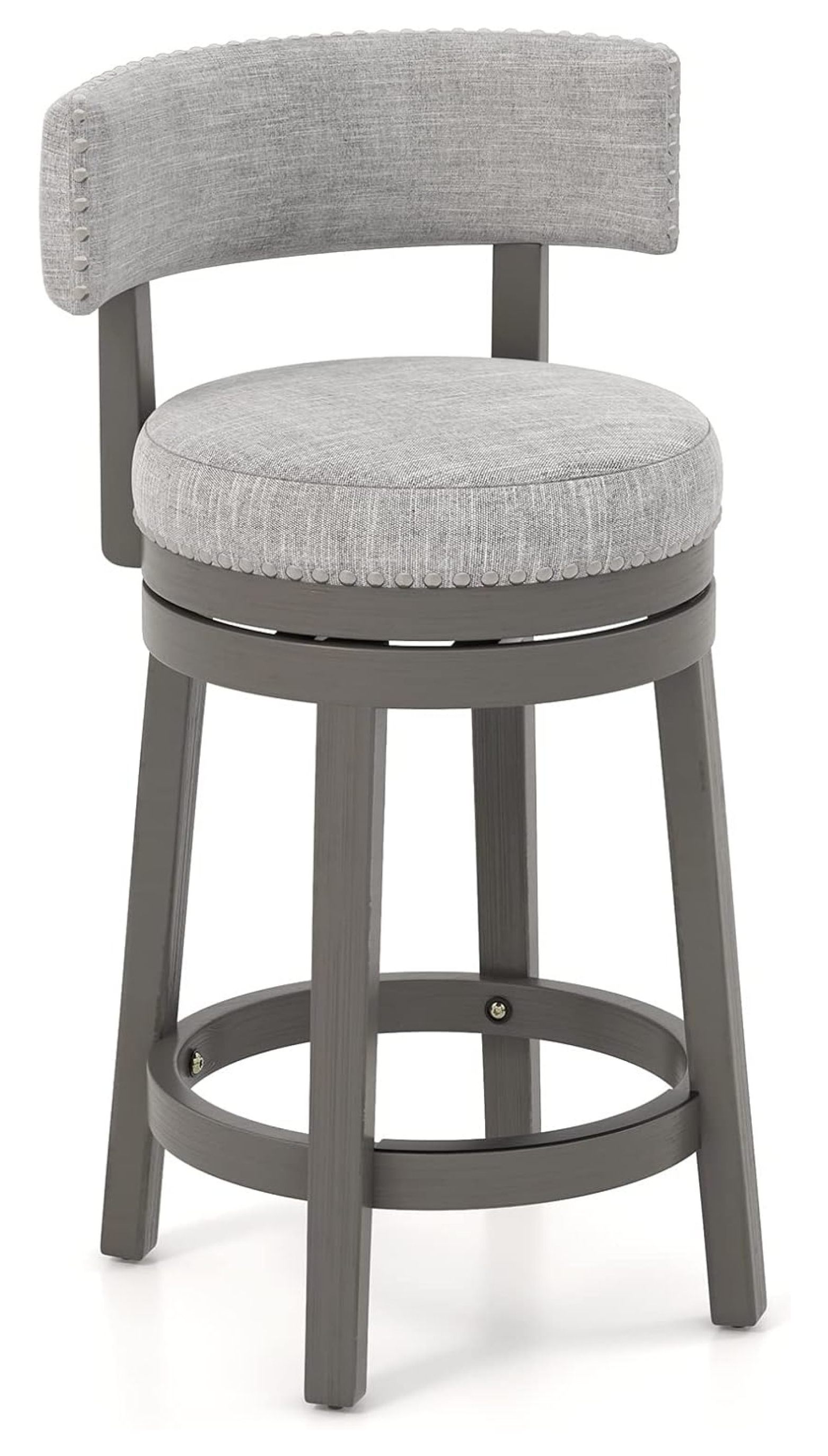 Bar Stool, 27-inch 360° Swivel Barstool with Upholstered Back & Seat ...