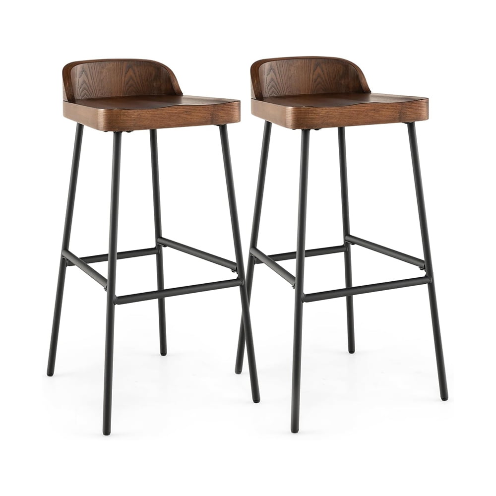 Bar Stool, 29-Inch Height Industrial Pub Stool with Backrest and ...