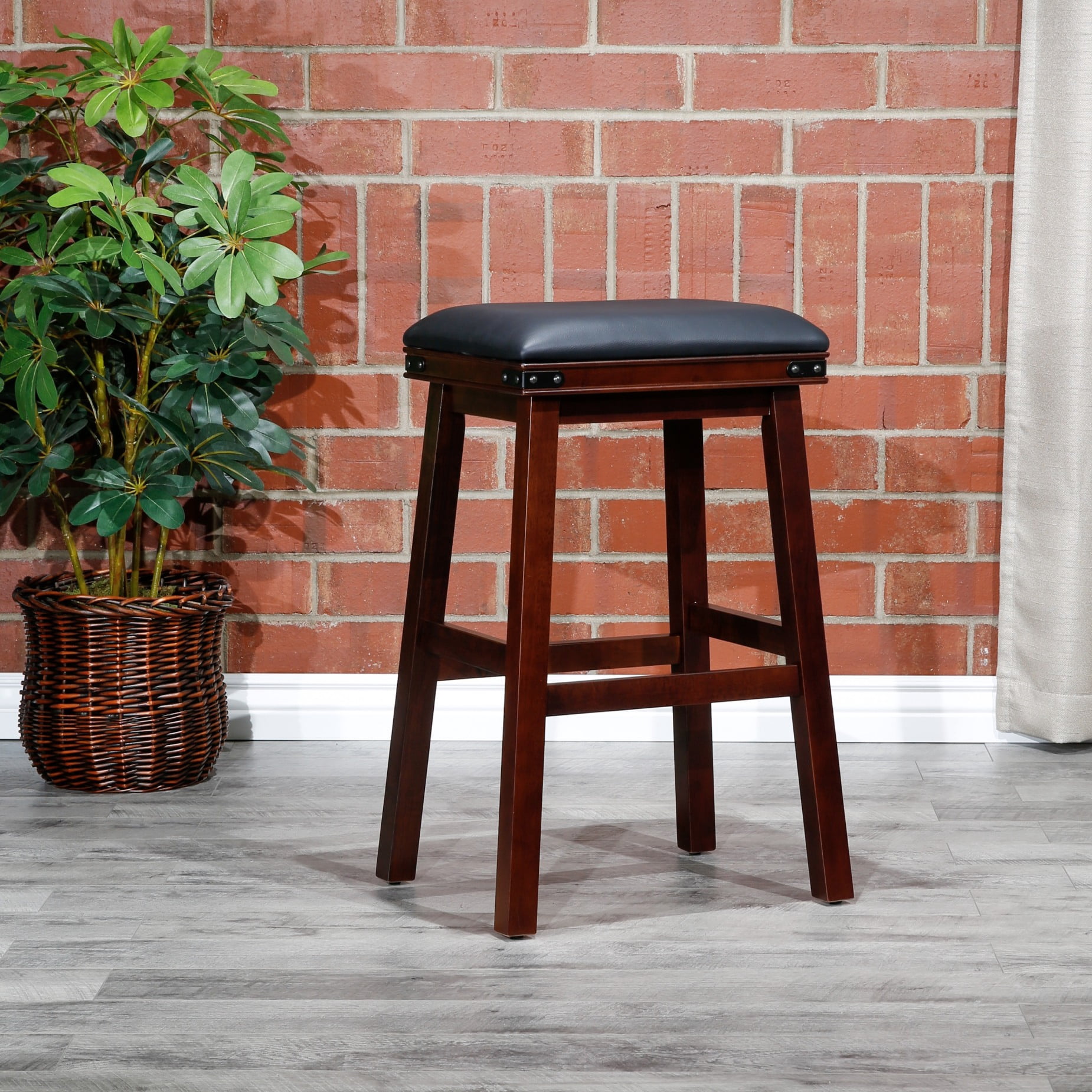 Bar Stool, 30" Counter Height Bar Stool with Upholstered Leather Seat ...