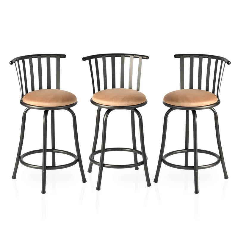 Bar Stool Brown Swivel Bar Stool with Back and Faux Leather Kitchen ...