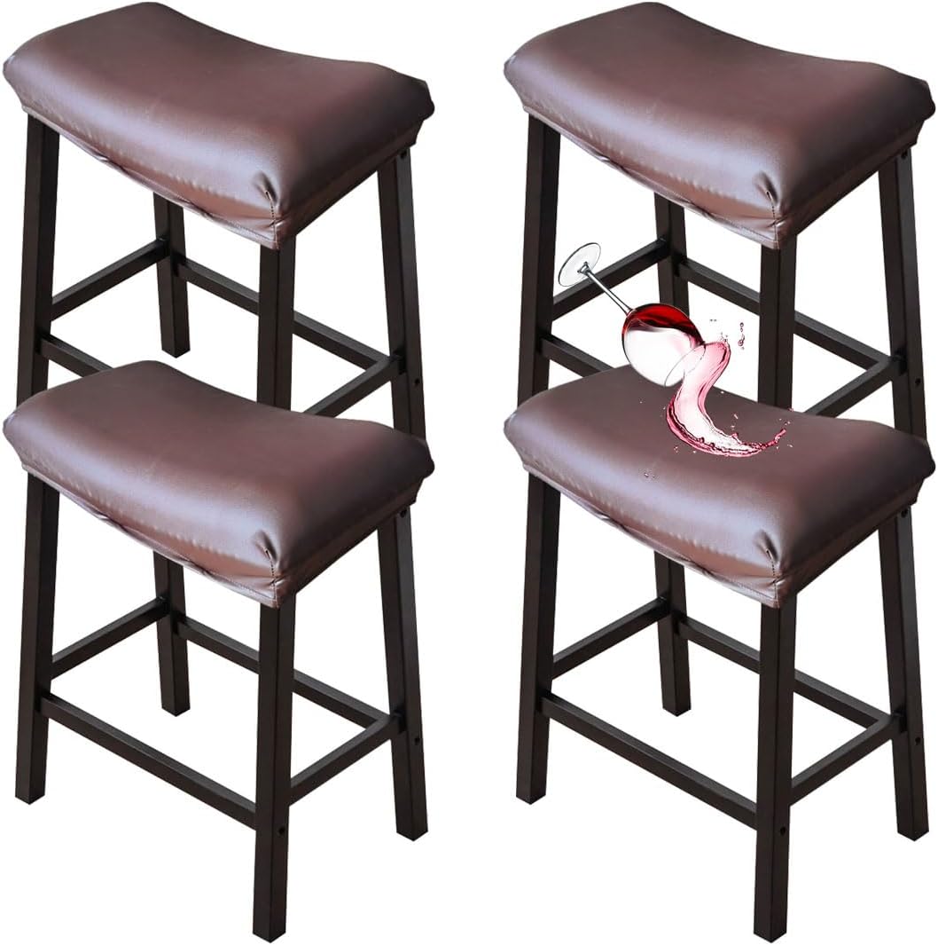 Bar Stool Cover Rectangle Set of 4 Waterproof PU Counter Height Bar ...