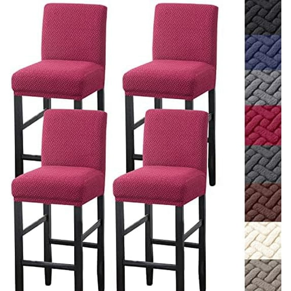 Bar Stool Covers,4 Pack Stretch Bar Stool Covers with Backs Jacquard ...