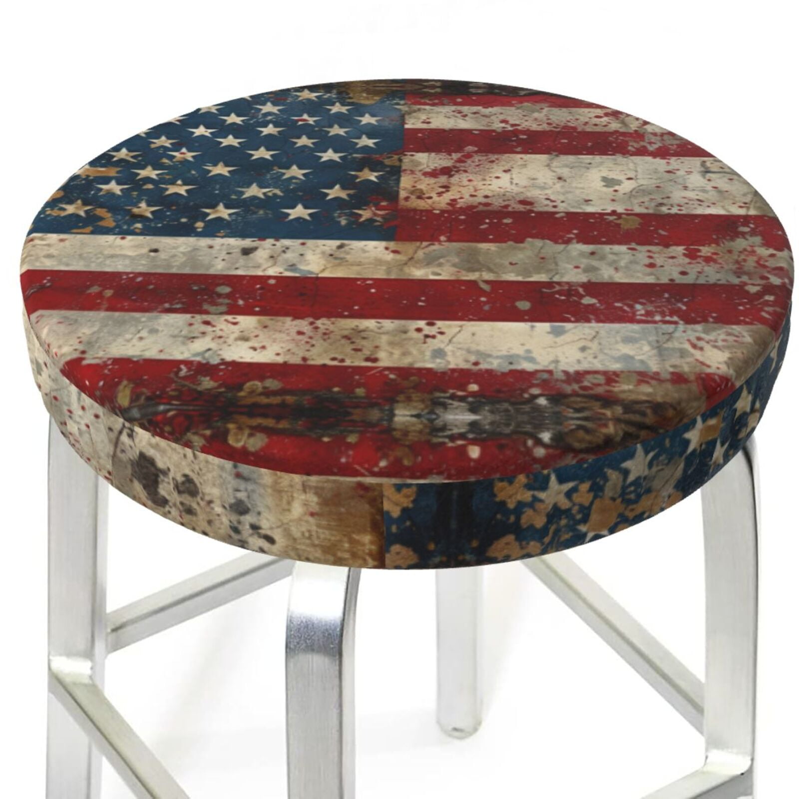 Bar Stool Covers - American Flag1 Stretch Round Seat Covers with ...