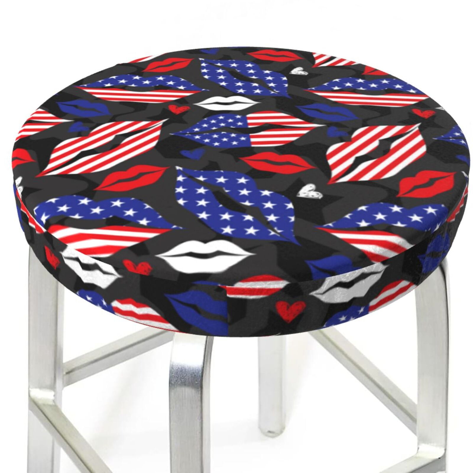 Bar Stool Covers - American With Lips Stretch Round Seat Covers with ...