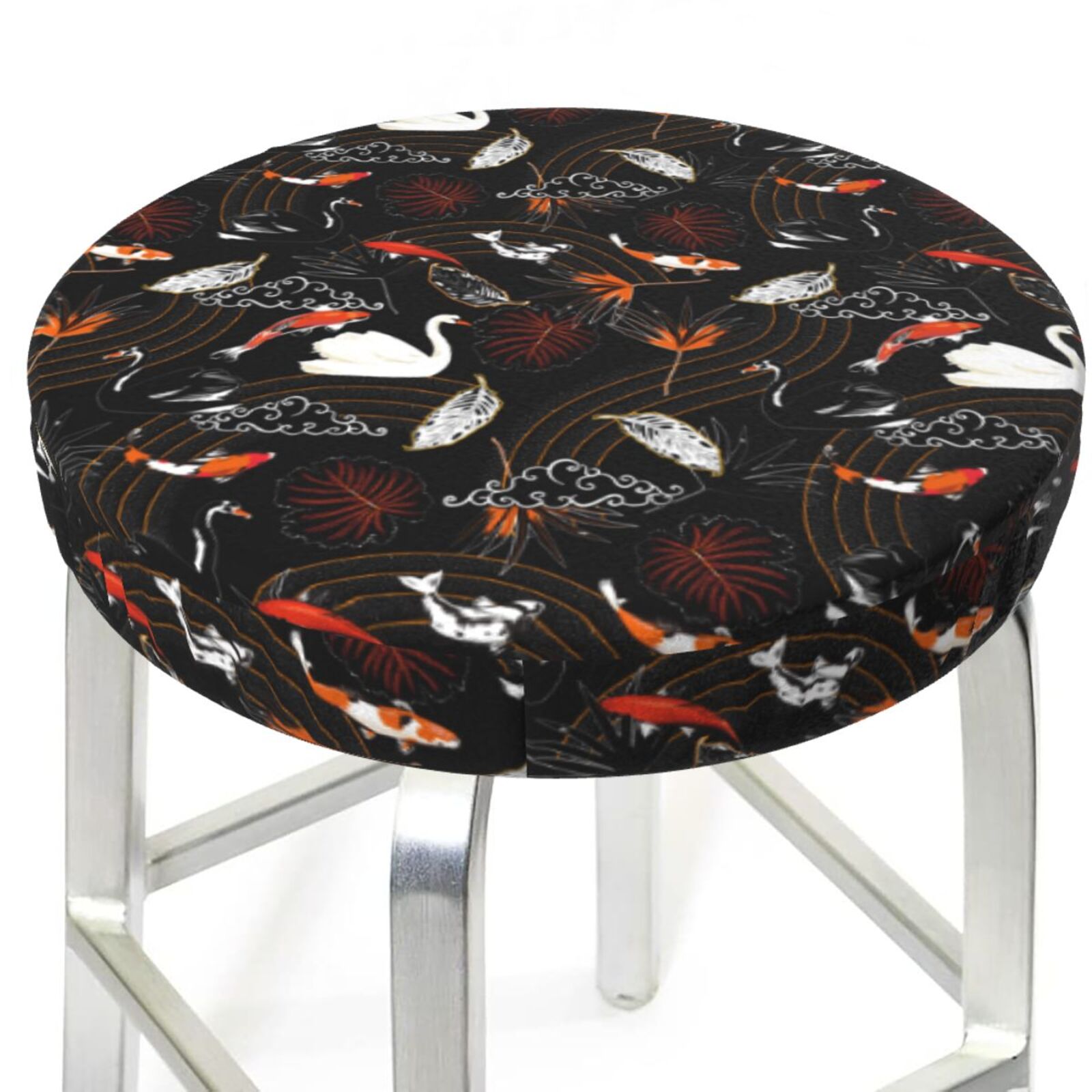 Bar Stool Covers - Animal Koi Fish Stretch Round Seat Covers with ...