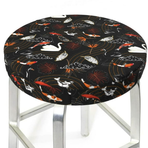 Bar Stool Covers - Animal Koi Fish Stretch Round Seat Covers with ...
