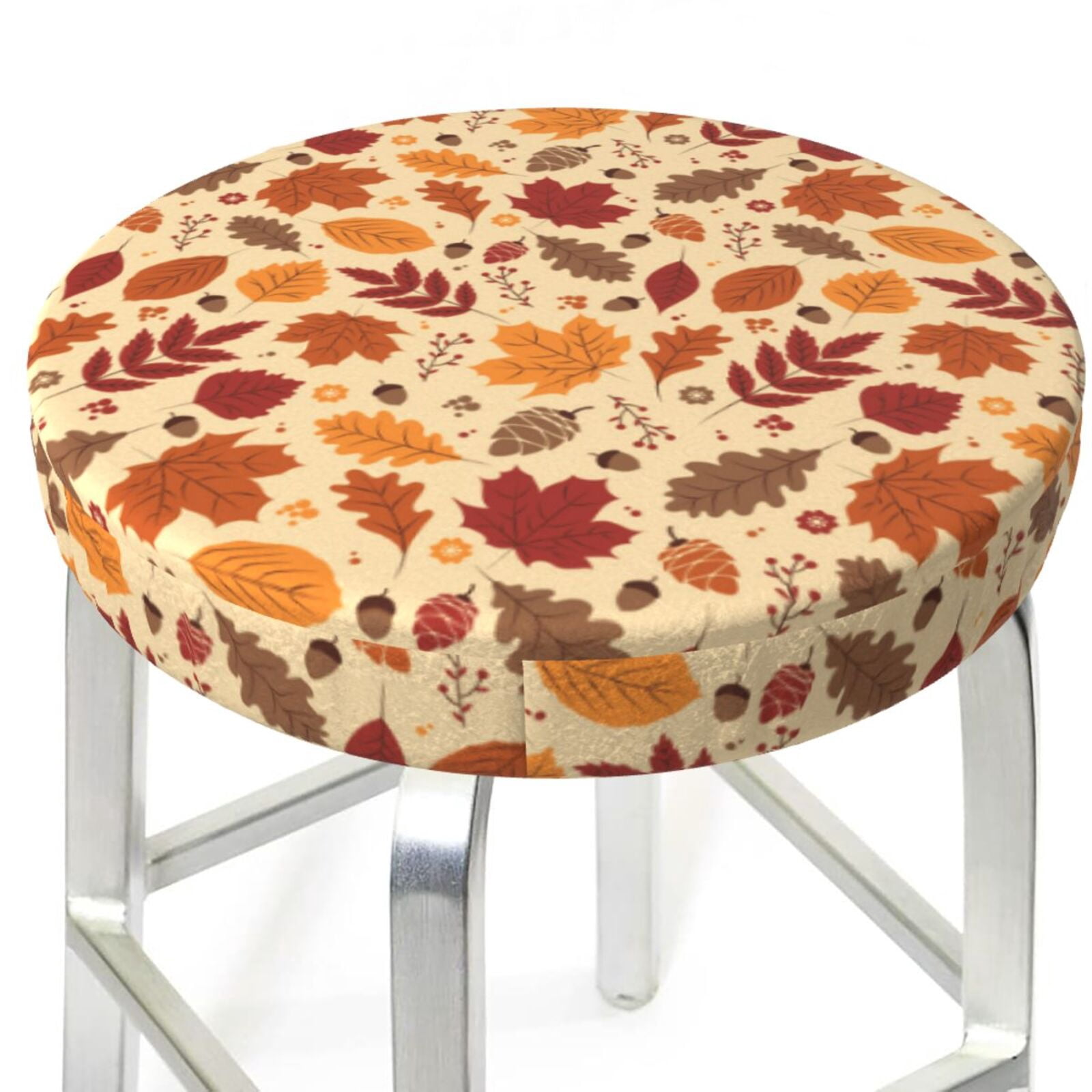 Bar Stool Covers - Autumn Leaves 2 Stretch Round Seat Covers with ...