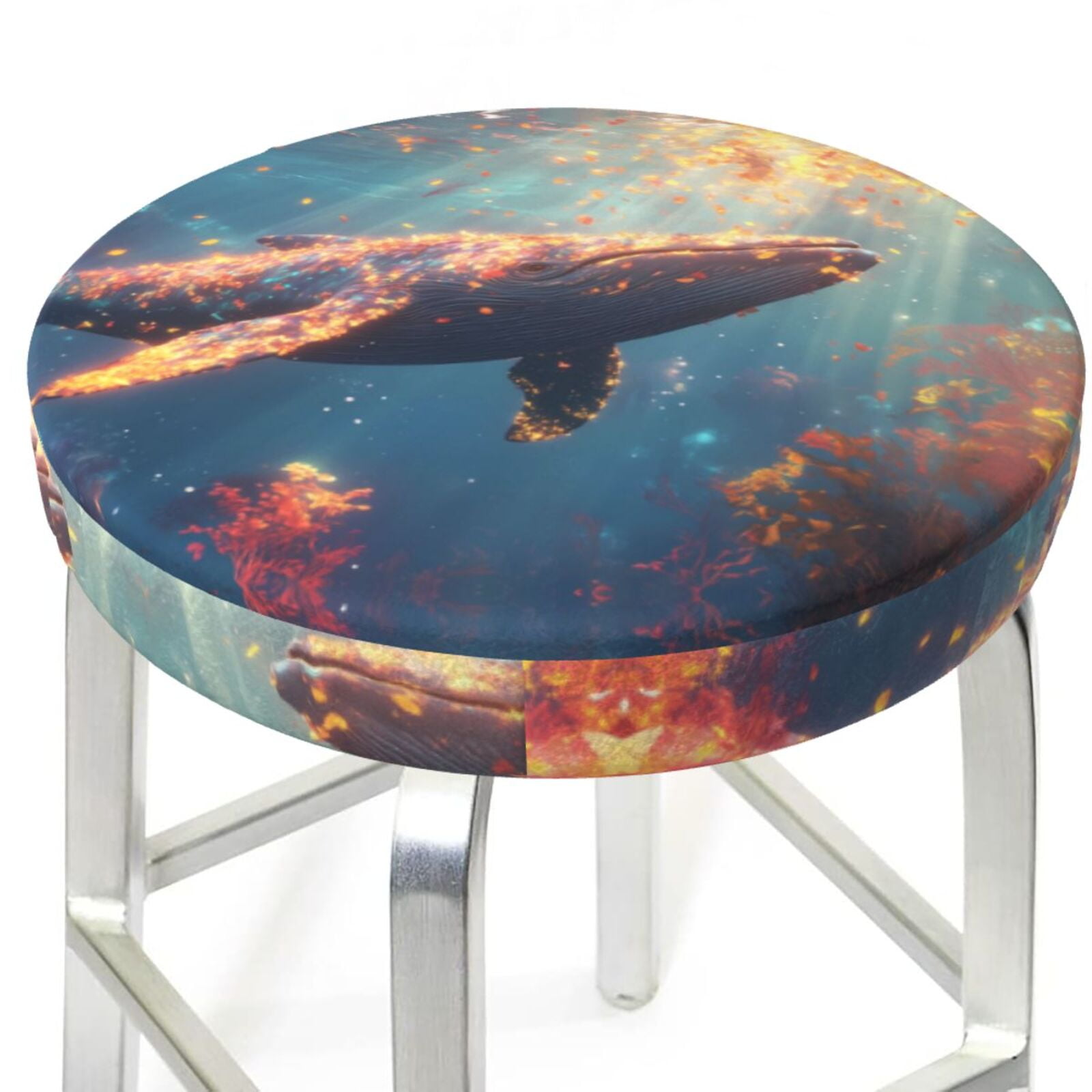 Bar Stool Covers - Autumn maple leaf whale Stretch Round Seat Covers ...