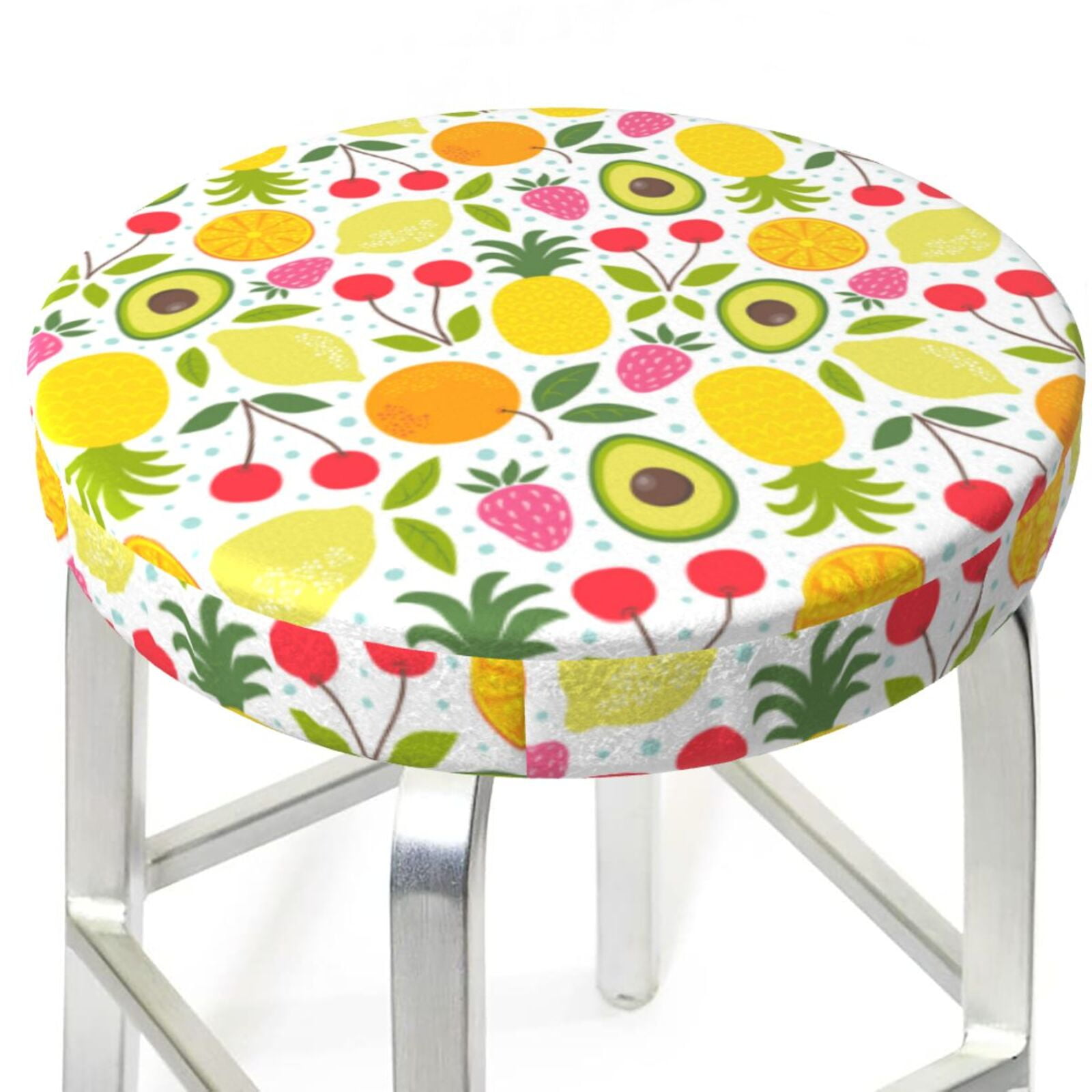 Bar Stool Covers - Avocado And Pineapple Stretch Round Seat Covers with ...